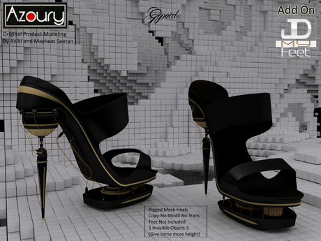 Second Life Marketplace - AZOURY - Gynoid Heels (Black and Gold)