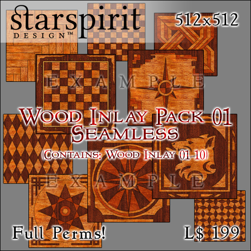 Second Life Marketplace - [SSD] Texture pack: Wood Inlay pack 01 | 512 ...