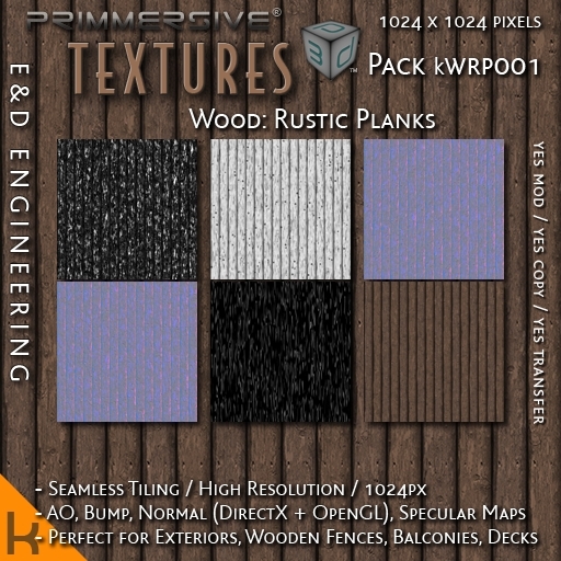 Second Life Marketplace - [kWRP001] 1024px Wood Plank Textures with AO ...