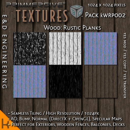 Second Life Marketplace - [kWRP002] 1024px Wood Plank Textures with AO ...