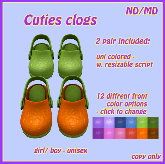 Second Life Marketplace - ND/MD Cuties clogs - green