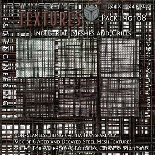 Second Life Marketplace - [IMG108] 6 1024px Aged and Rusted Steel Mesh ...