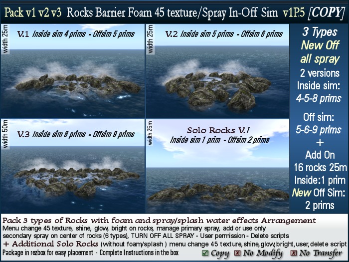 Second Life Marketplace - Sea Rocks In-Off sim waves foam.Change ...