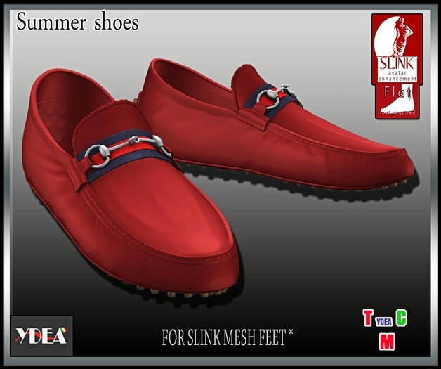 Second Life Marketplace - Summer shoe men red for slink feet