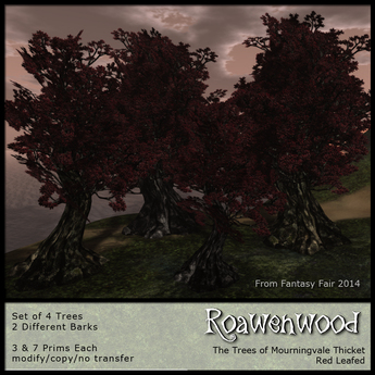 Second Life Marketplace - {RW} Mourningvale Thicket Tree Pack - Red Leafed