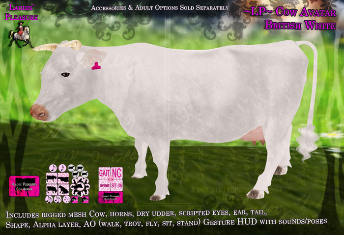 Second Life Marketplace - ~LP~ Feral Quad Cow Avatar [CARTONED] British ...