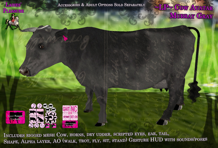 Second Life Marketplace - ~LP~ Feral Quad Cow Avatar [CARTONED] Murray Gray