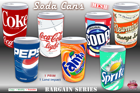 Second Life Marketplace - 7 SODA CANS * MESH - 1 prim * Copy & Modify ...