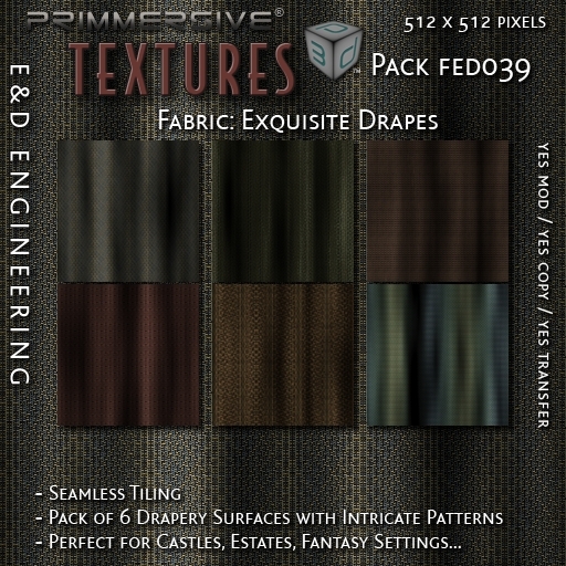 Second Life Marketplace - [FED039] 6 512px Seamless Drape and Curtain ...