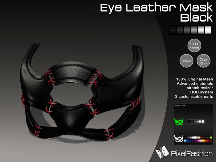 Second Life Marketplace - :)(: Eye Leather Mask - Black v1.0 / Unisex Mask