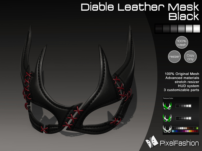Second Life Marketplace - :)(: Diable Leather Mask - Black v1.0 ...