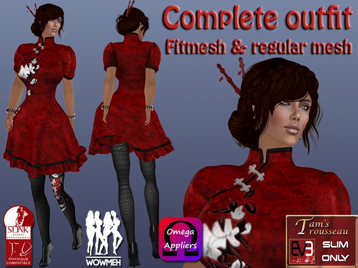 Second Life Marketplace - Hong Se Happy Dress Complete Outfit - Mesh ...