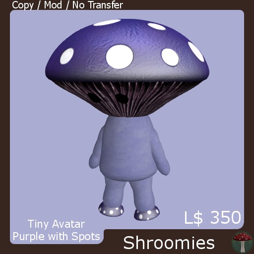 Second Life Marketplace - Shroomie Tiny Avatar: Purple with Spots