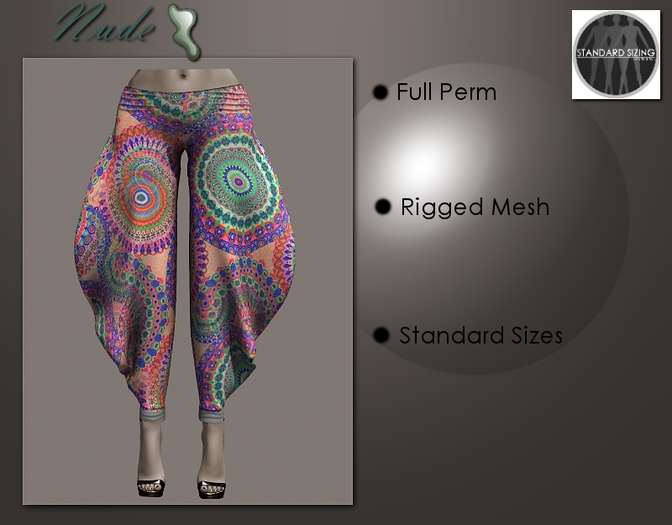 Second Life Marketplace Nude Boho Rigged Mesh Pants Full Perm 5 Standard Sizes