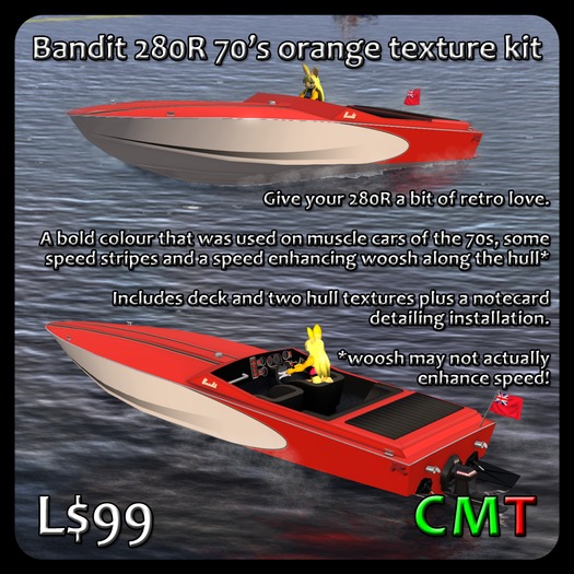 Second Life Marketplace - bandit 280R 70's orange texture kit (boxed)