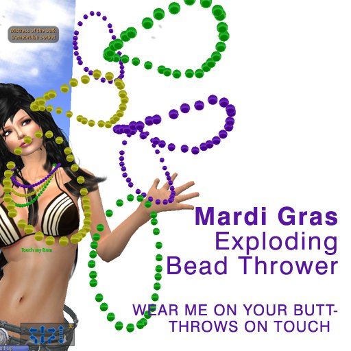 Second Life Marketplace - Mardi Gras Exploding Bead Necklace Thrower-InvisiPrim-Wear me on Pelvis