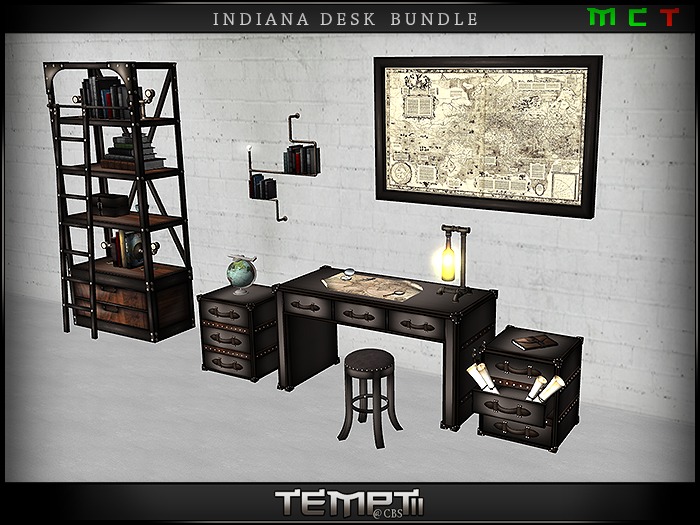 Second Life Marketplace - *TEMPTii* INDIANA DESK BUNDLE