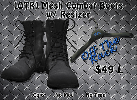 Second Life Marketplace - Off The Rack Mesh Combat Boots With Resizer