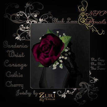 Second Life Marketplace - NSP Gardenia Wrist Corsage (BLK Gothic Cherry)