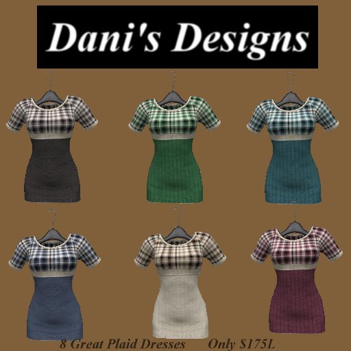 Second Life Marketplace - Plaid Designs (6 Plaid Dresses)