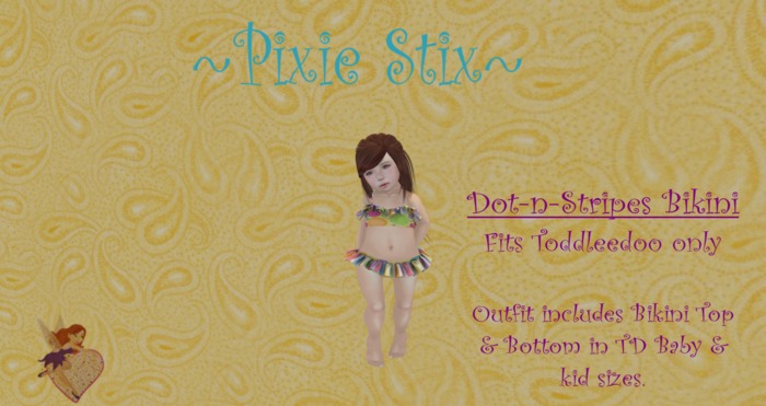 Second Life Marketplace - {Pixie Stix} Dots-n-Stripes Bikini TD