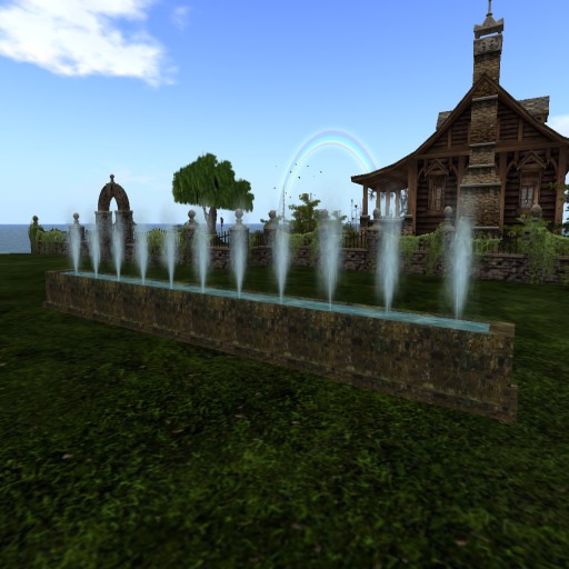 Second Life Marketplace - Sprinkle Row Fountain -Old dark stone