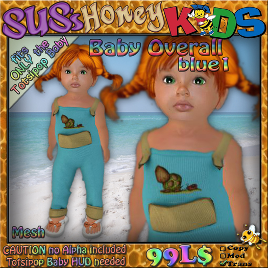 Second Life Marketplace - SUS HoneyKids Baby Overall blue1