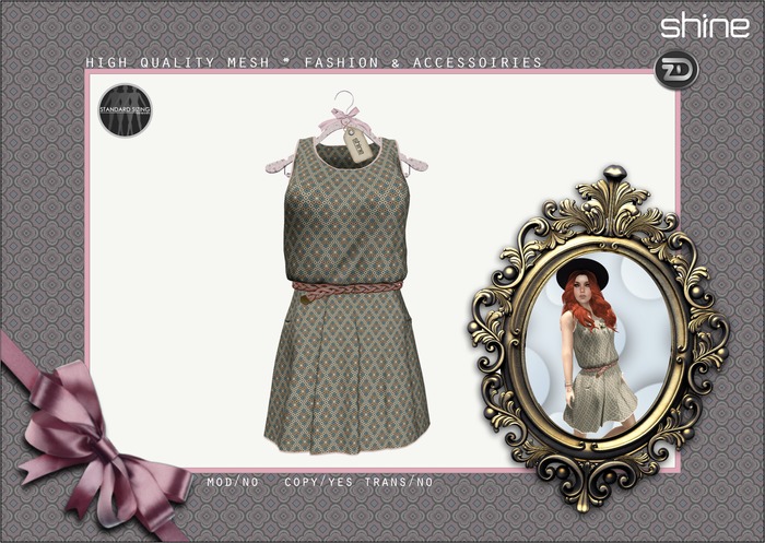 Second Life Marketplace - shine by [ZD] - MESH - "Eny" Belted Dress