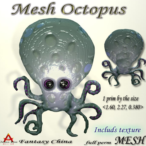 Second Life Marketplace - Fantasy China Mesh Octopus 1 prim full perm