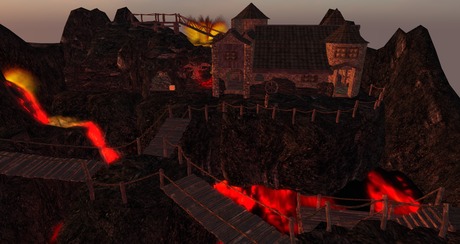 Second Life Marketplace - Skybox Haus auf Felsen mit Lava 247 prims