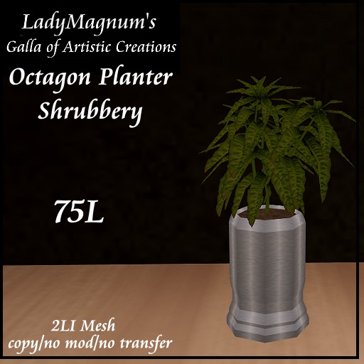 Second Life Marketplace - LadyMagnum's Octagon Single Planter - Silver ...