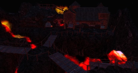 Second Life Marketplace - Skybox Haus auf Felsen mit Lava 247 prims