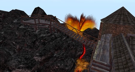 Second Life Marketplace - Skybox Haus auf Felsen mit Lava 247 prims