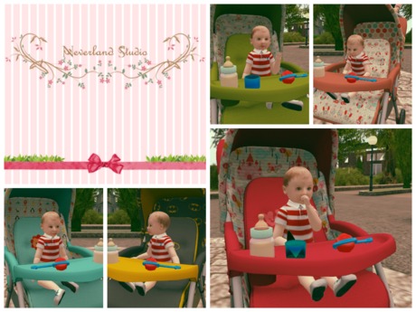 Second Life Marketplace - Neverland - Prim Baby Stroller - Princess Buggy