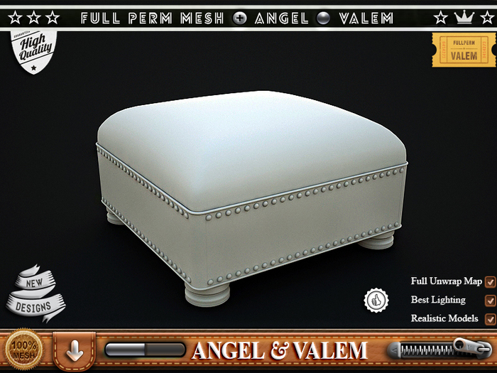 Second Life Marketplace - .::VALEM::. Full Perm Puff Stool # 1101