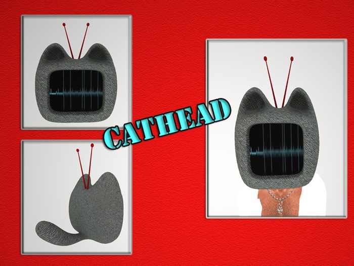 Second Life Marketplace - [Mc] cathead tv kitten grey on head (box)