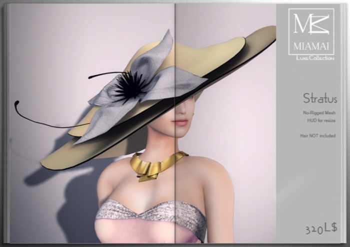 Second Life Marketplace - Miamai_Stratus hat - luxe - cream canvas DEMO