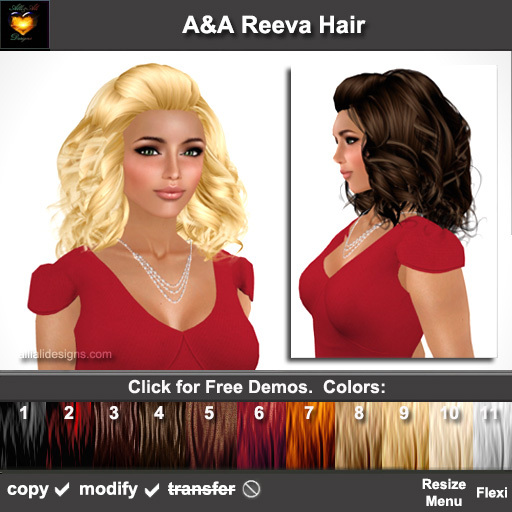 Second Life Marketplace - A&A Reeva Hair 11 Colors Variety Pack. Classy ...