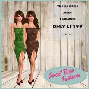Second Life Marketplace - Thalia dress in green and chocolate velvet