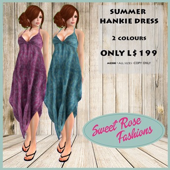 Second Life Marketplace - handkerchief dress in aqua and pink