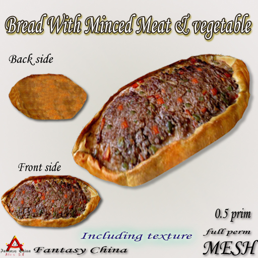 Second Life Marketplace - Full Perm Bread With Minced Meat & vegetable
