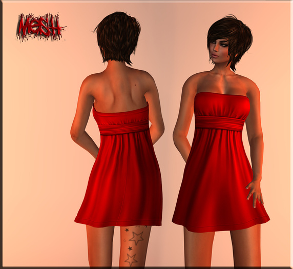 Second Life Marketplace Satin Sash Red Dress