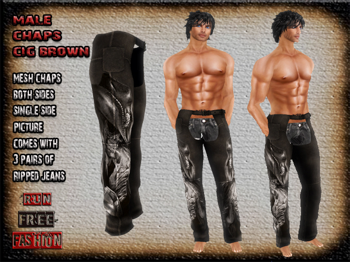 Second Life Marketplace - *RFF*Male Western Chaps Skull1 Brown