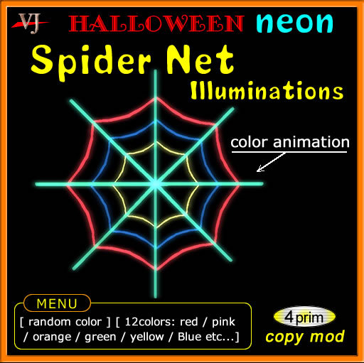 Second Life Marketplace - Halloween neon Illumination Spider Net