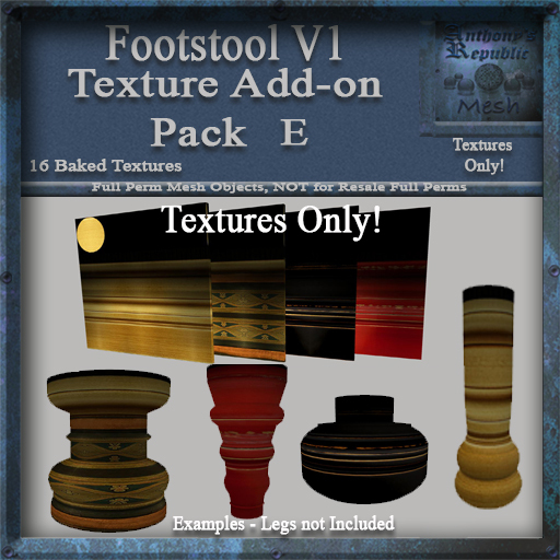 Second Life Marketplace - Texture Add-on E For Footstool V1 Mesh Pack ...