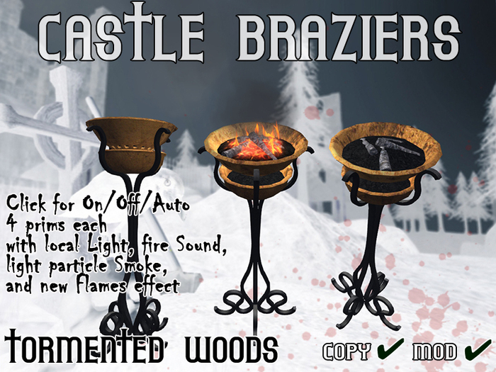 Second Life Marketplace - Tormented Woods Castle Braziers 01 BOXED