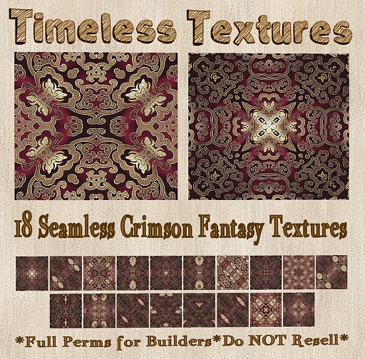 Second Life Marketplace - 18 Crimson Fantasy Timeless Textures