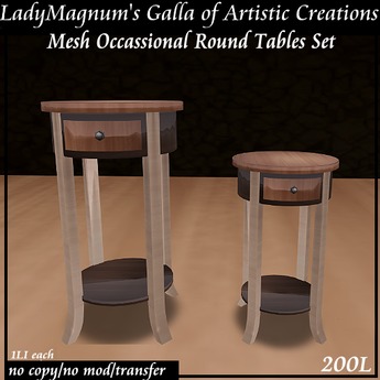Second Life Marketplace - LadyM's Mesh Occassional Round Tables Set ...