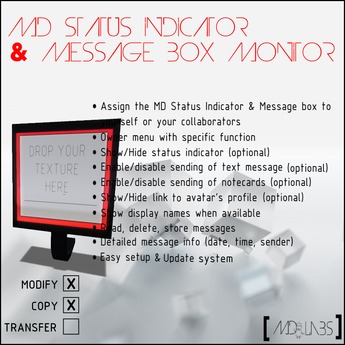 Second Life Marketplace - MD Status Indicator & Message Box Monitor