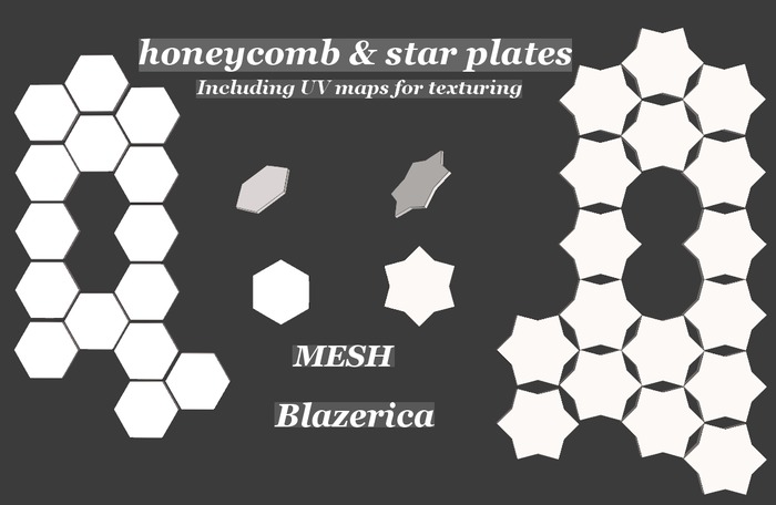 Second Life Marketplace - *Blazerica* honeycomb n star plates MESH